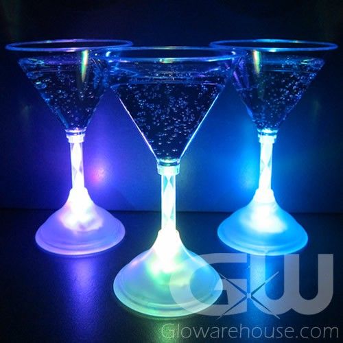 Multi Color Lighted LED Martini Glasses Glowarehouse